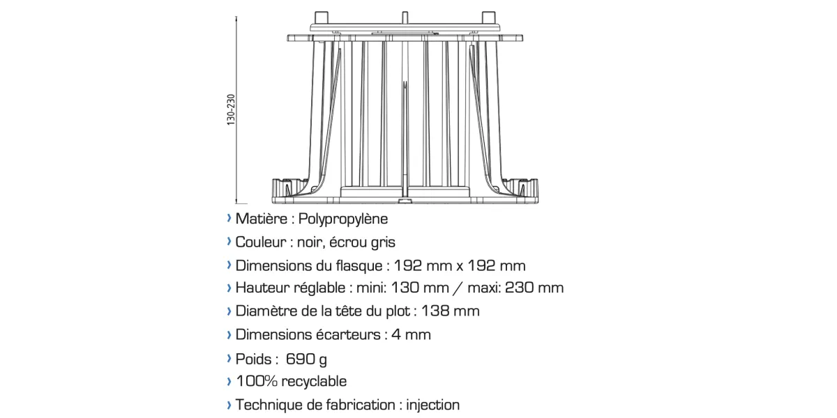 Plots Cleman autonivelant 130/230 mm (8 pièces) Jouplast - Réflex Boutique