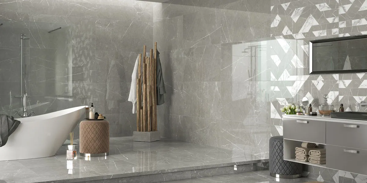 Carrelage sol et mur poli effet marbre Botticcino outline cold 60x120 ...