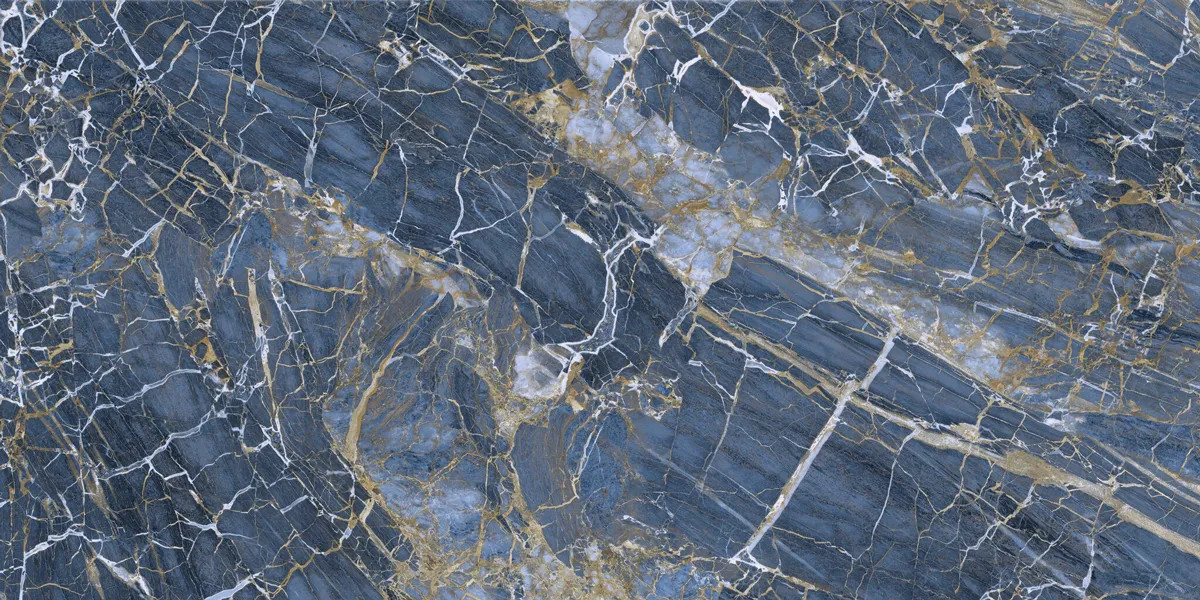 Carrelage sol et mur effet marbre brillant Hotel luxe bleu poli 60x120 ...