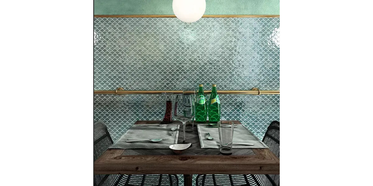 Mosaïque Ecaille Vert brillant 31,5 x 31,5 cm - Réflex Boutique