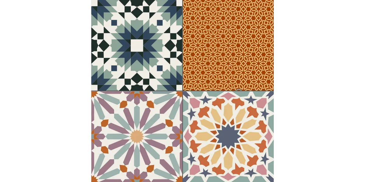 Carrelage sol effet carreaux de ciment Water multicolore 44x44 - Réflex Boutique