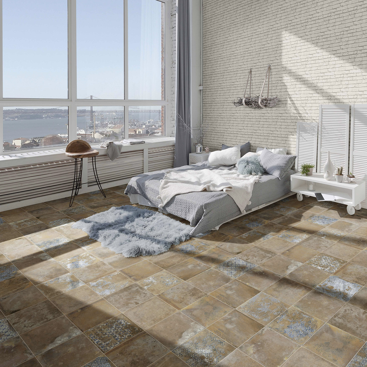 Carrelage sol traditionnel Doyen décor graphite 33x33 cm - Réflex Boutique