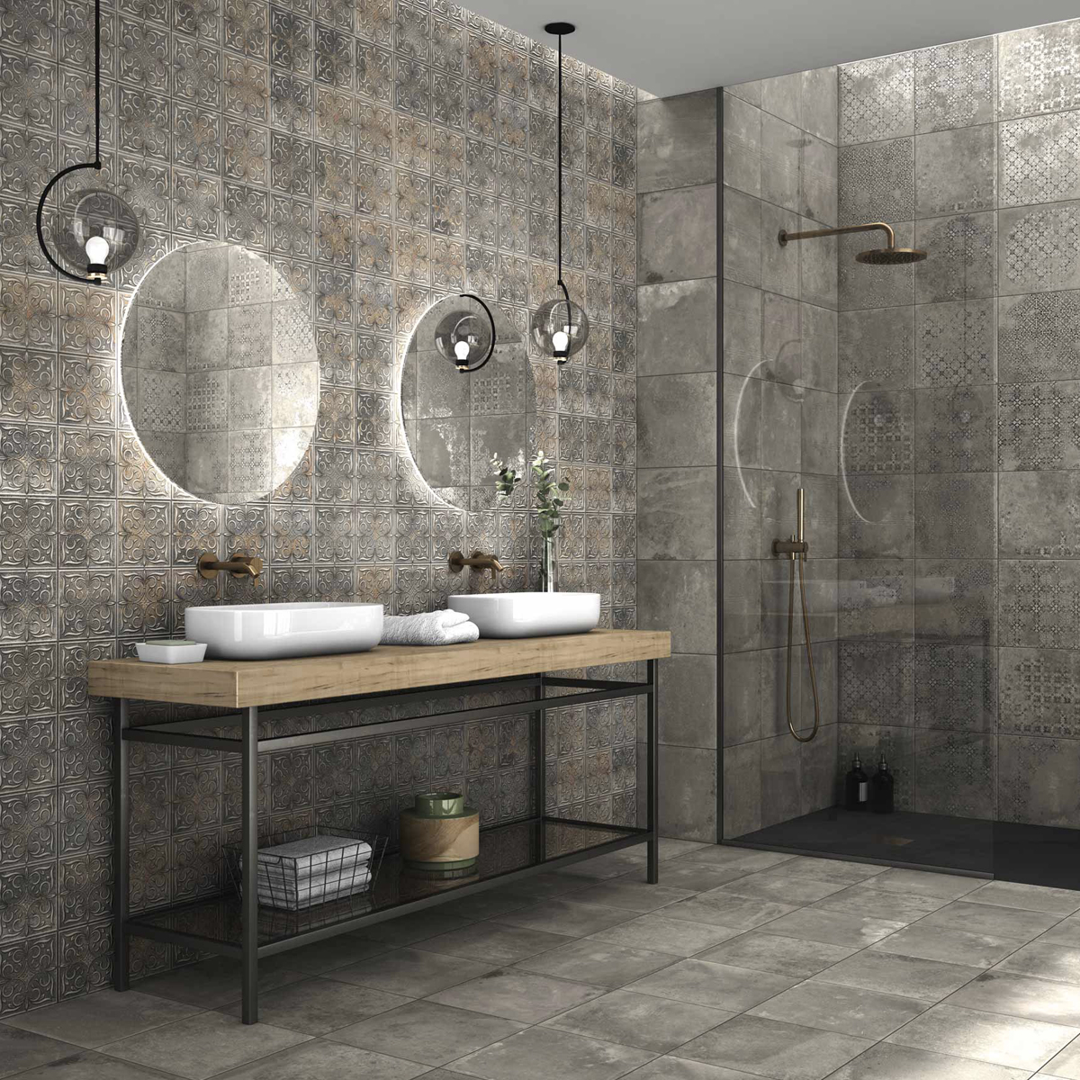 Carrelage sol traditionnel Doyen graphite 33x33 cm - Réflex Boutique