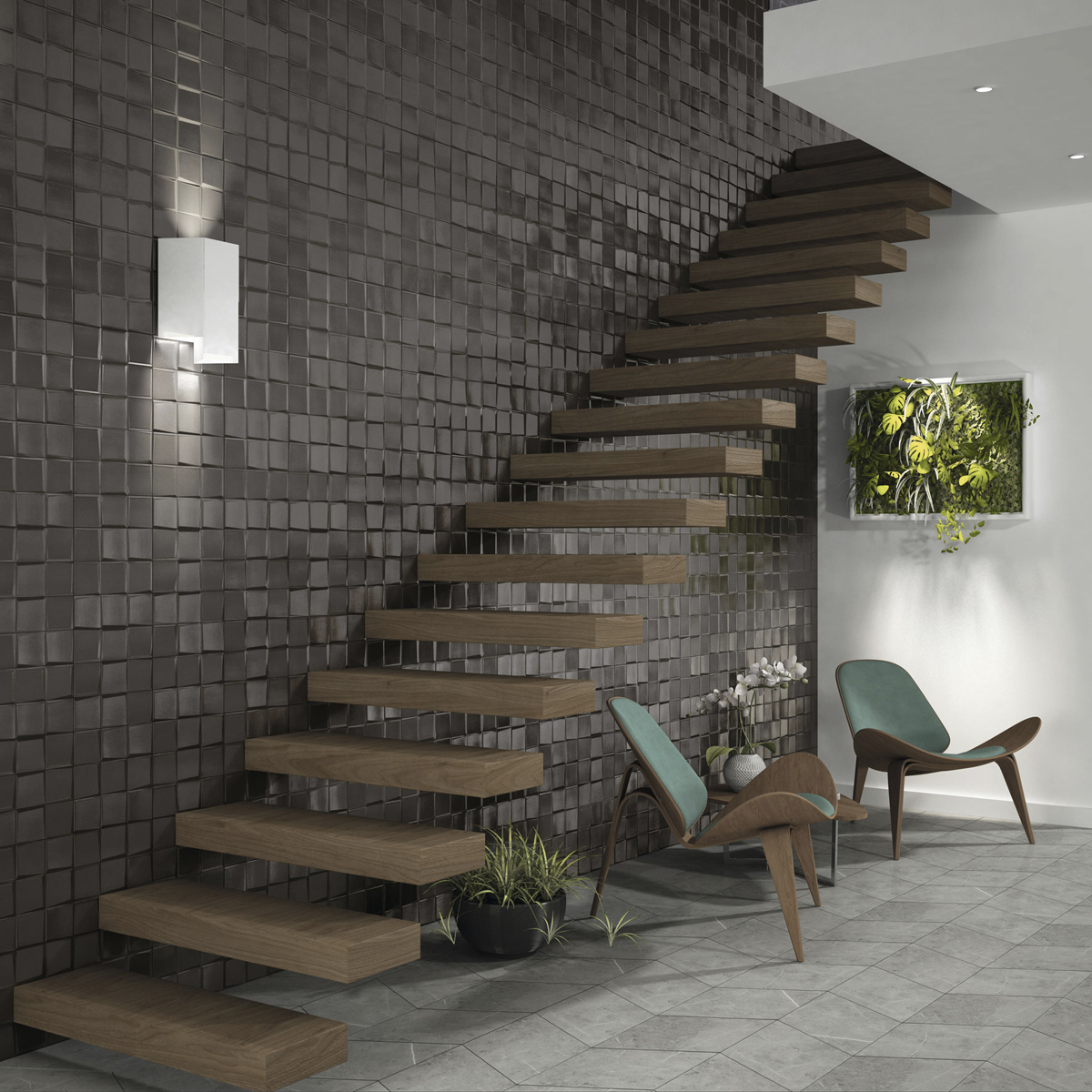 Carrelage mur moderne Block or 33x33 cm - Réflex Boutique