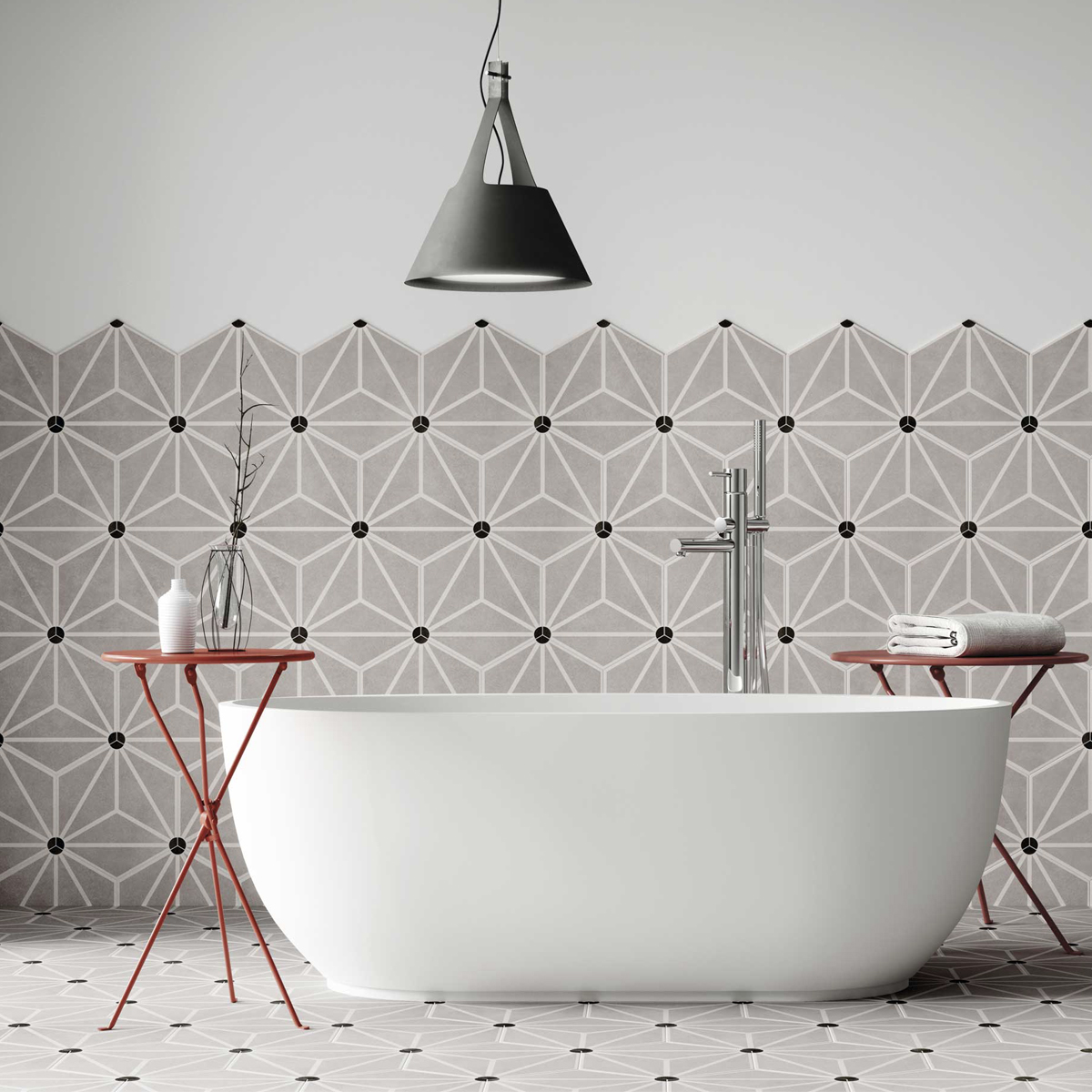 Carrelage sol hexagonal Beaumarchais turquoise 28.5x33 cm - Réflex Boutique