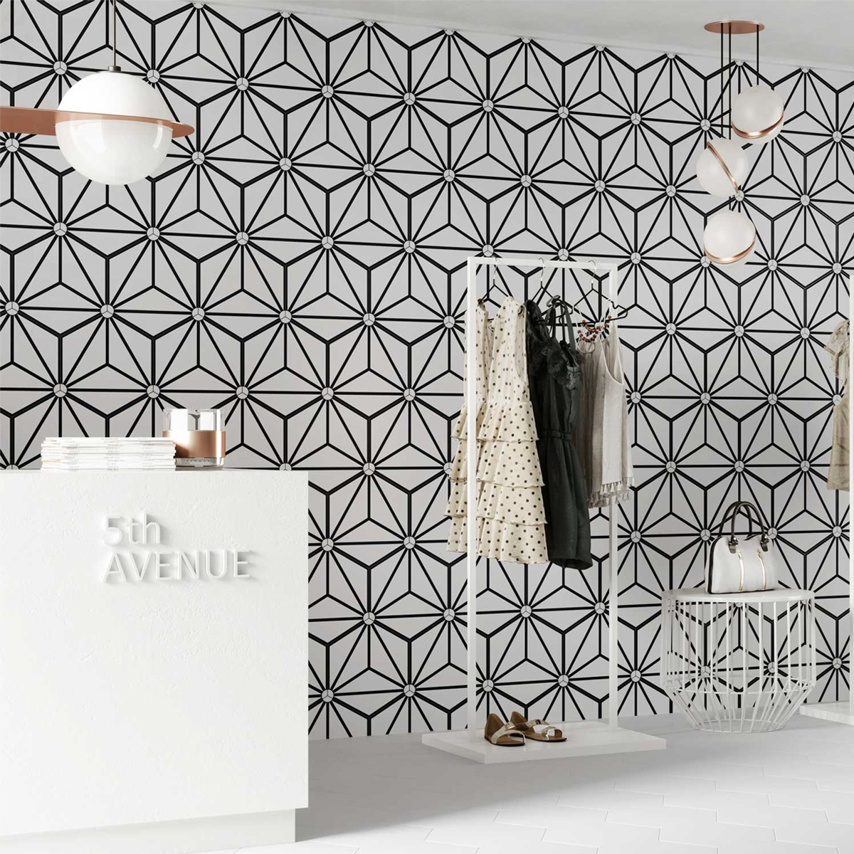 Carrelage sol hexagonal Beaumarchais turquoise 28.5x33 cm - Réflex Boutique