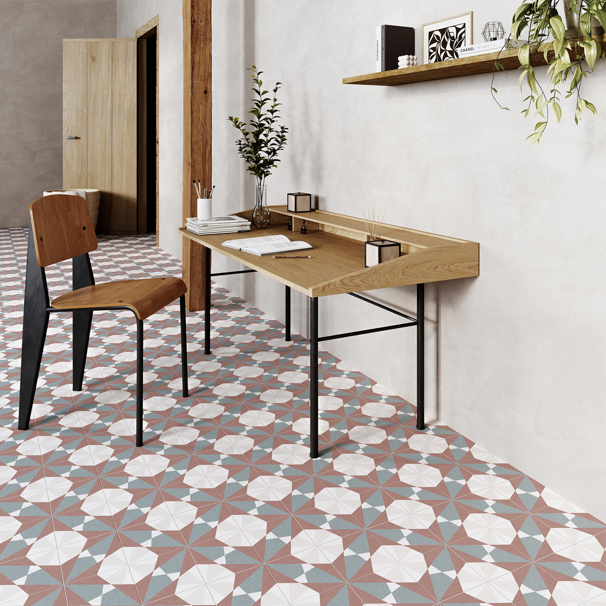 Carrelage sol effet carreaux de ciment Paris beige 33,15x33,15 cm ...