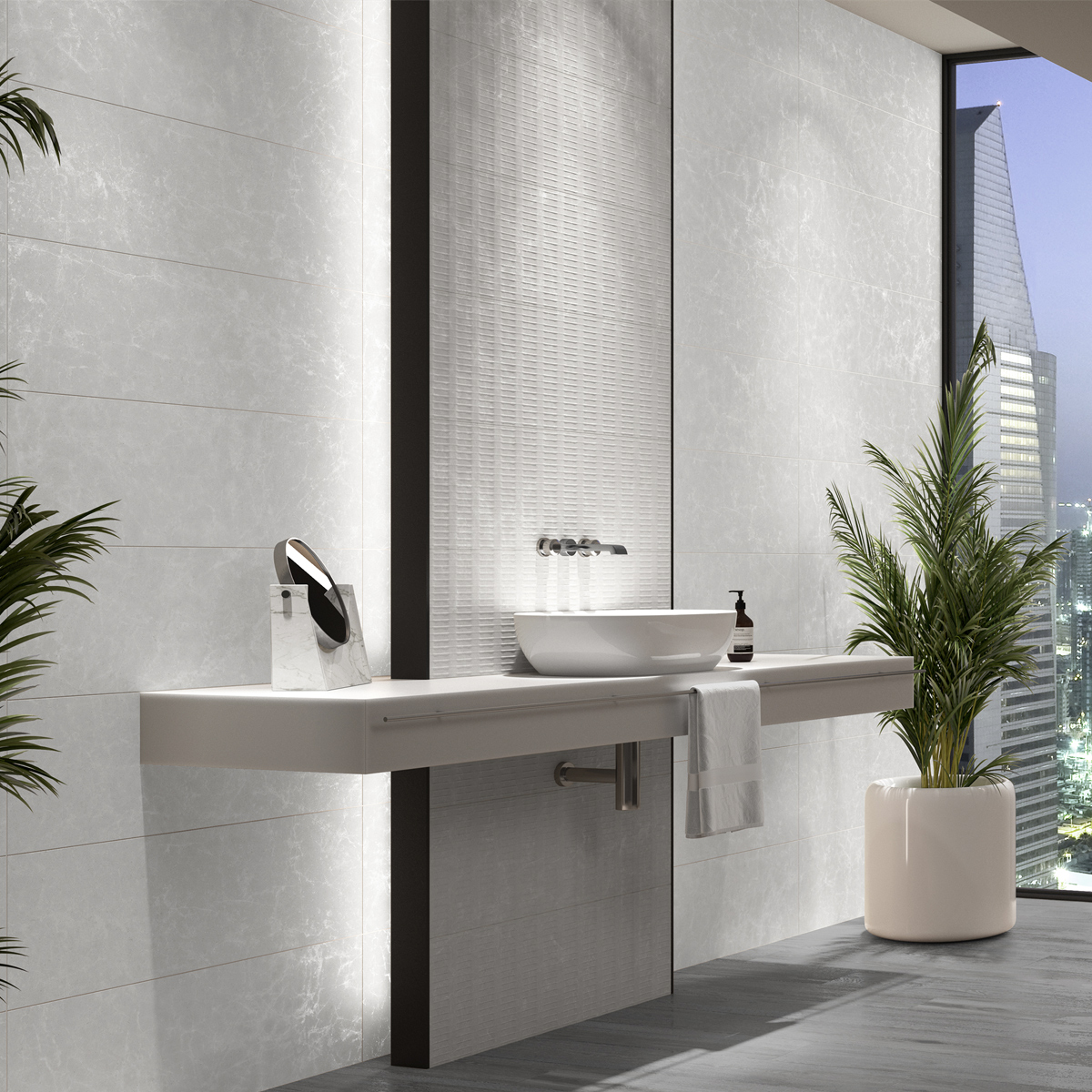 Carrelage mur Adam gris argent 30x90 cm - Réflex Boutique