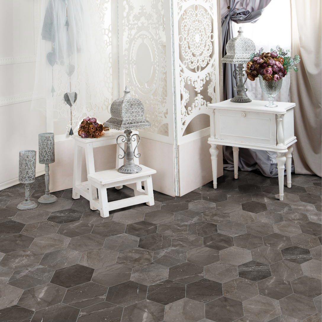 Carrelage sol hexagonal Arrecife Ivoire 25x25 cm - Réflex Boutique