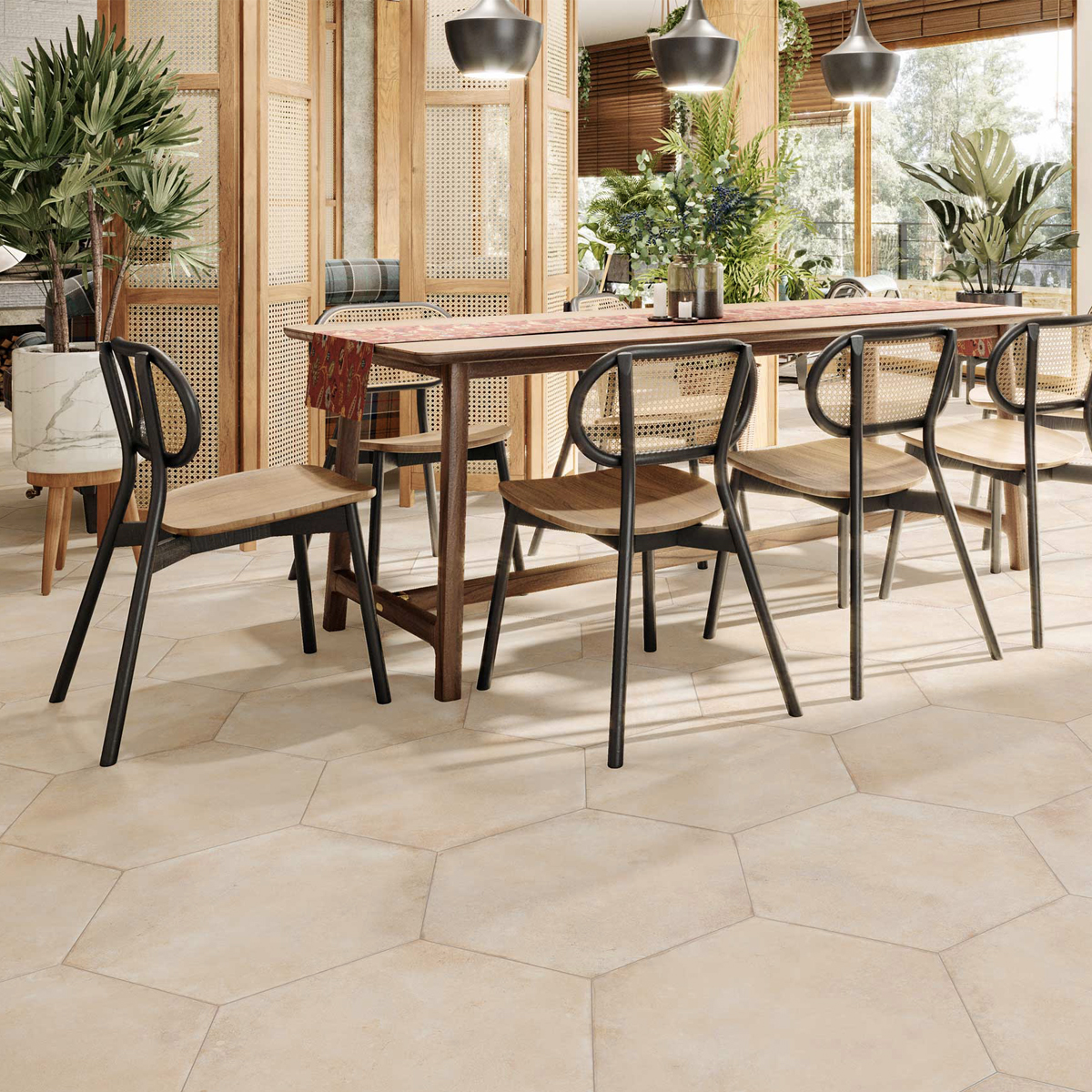 Carrelage sol Hexagonal traditionnel Pilotta terre 56x48,5 cm - Réflex ...