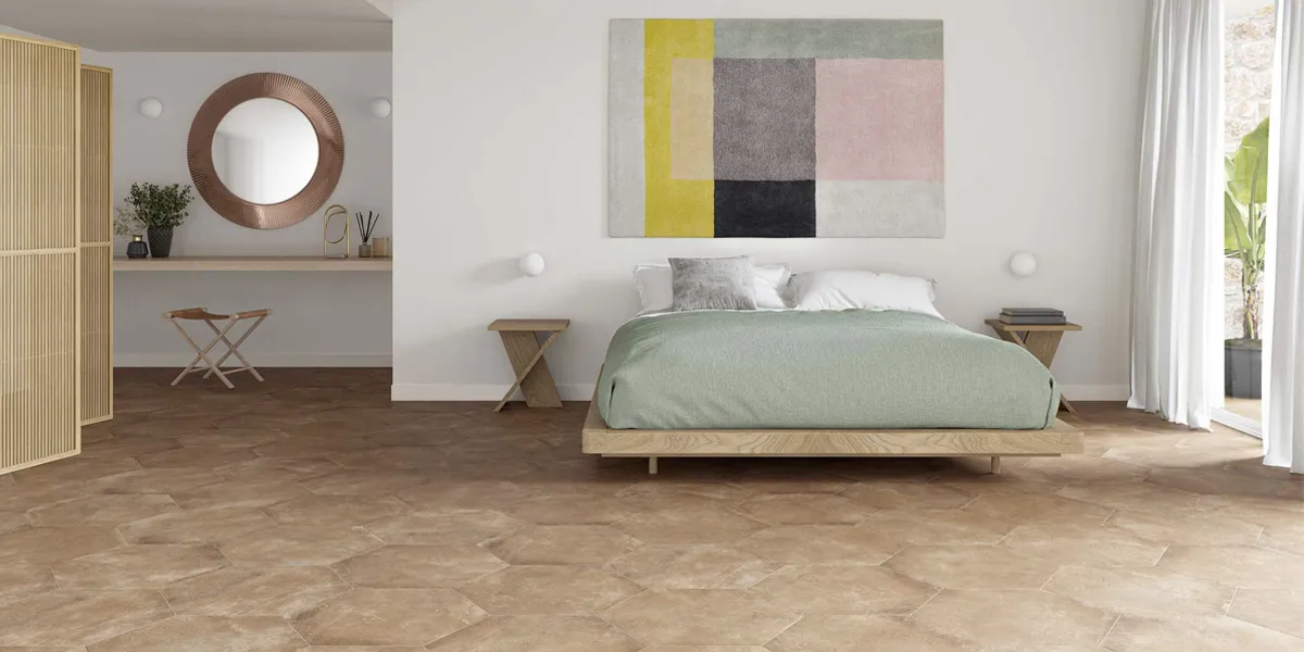 Carrelage sol Hexagonal traditionnel Pilotta terre 56x48,5 cm - Réflex ...