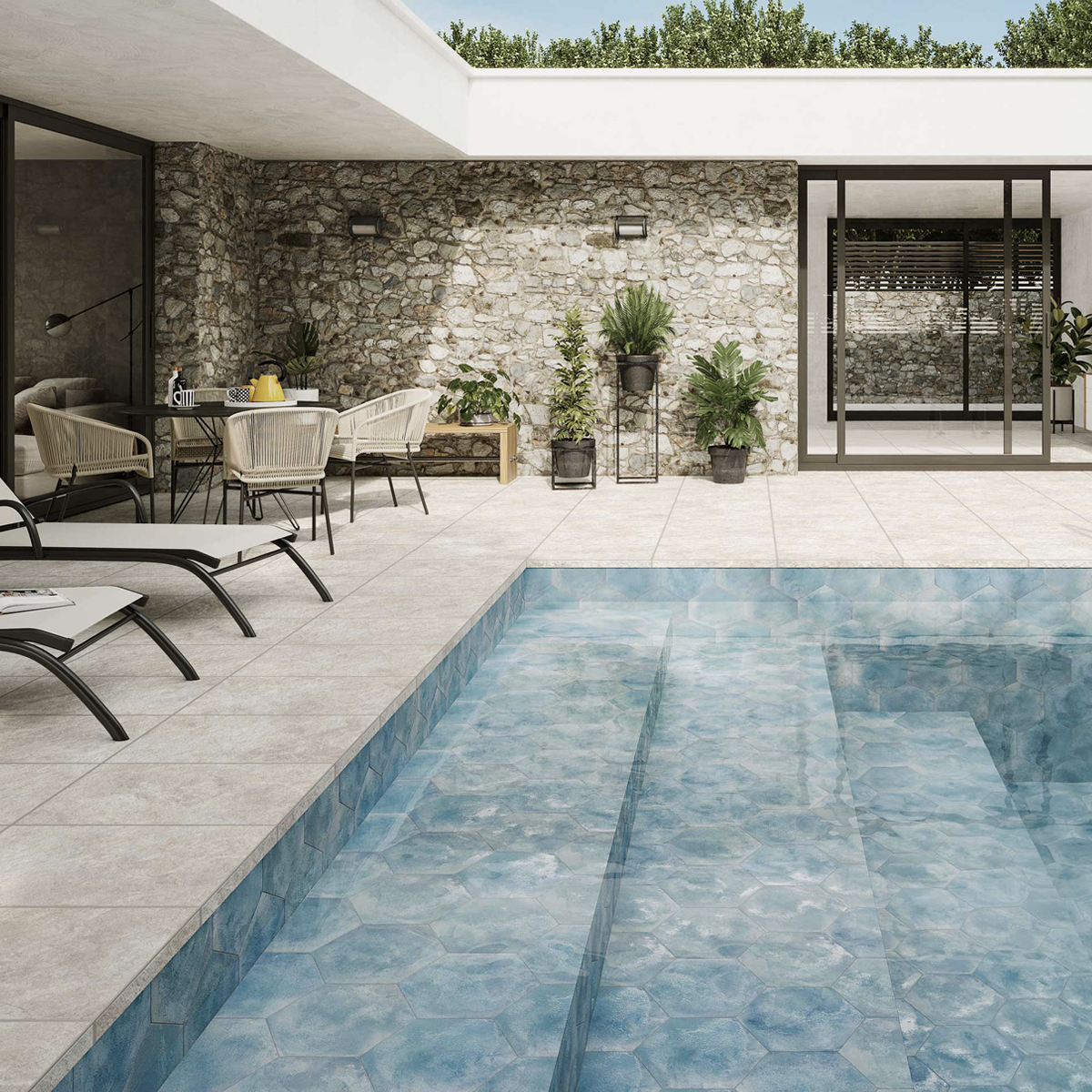 Carrelage sol hexagonal Knack Bleu marine 28.5x33 cm - Réflex Boutique