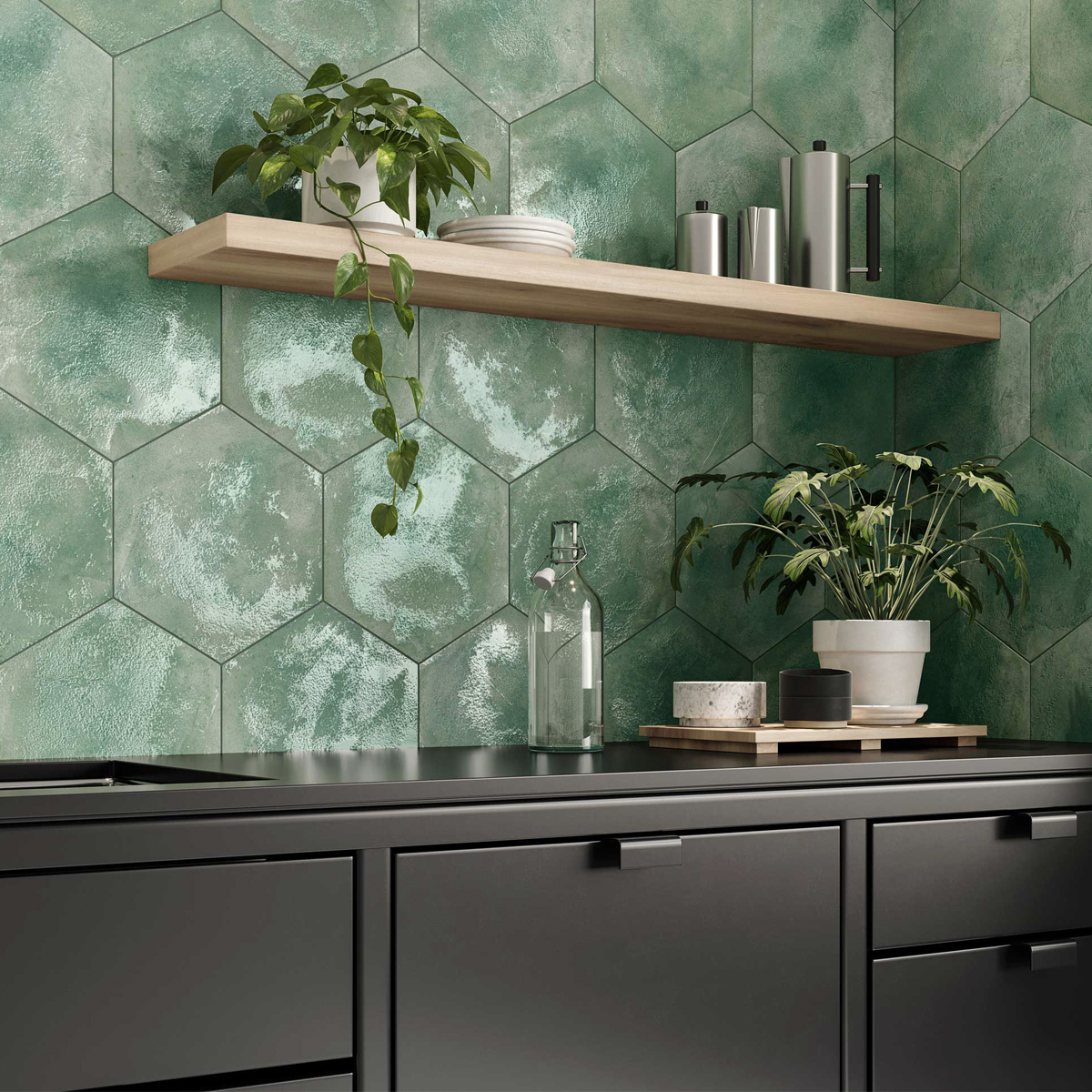 Carrelage sol hexagonal Knack Bleu marine 28.5x33 cm - Réflex Boutique