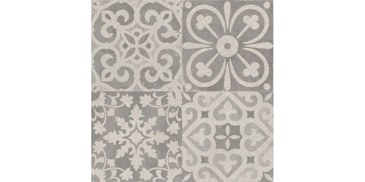Carrelage sol effet carreaux de ciment Water déco Gris clair 44x44 ...