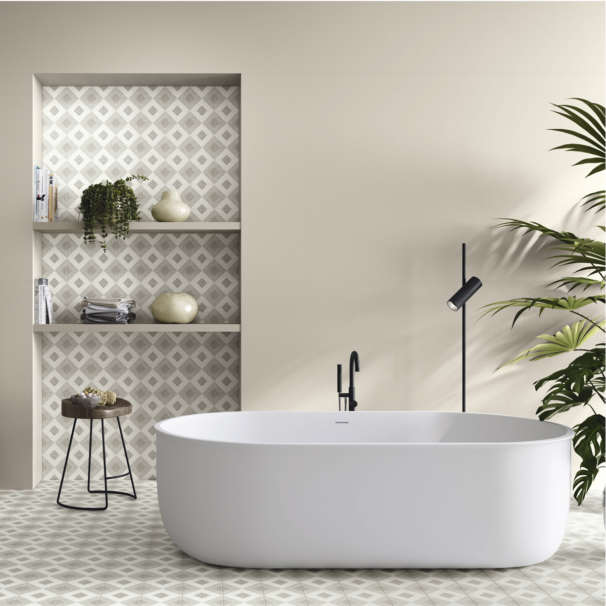 Carrelage sol effet carreaux de ciment Grant Nora roche 15x15 cm ...