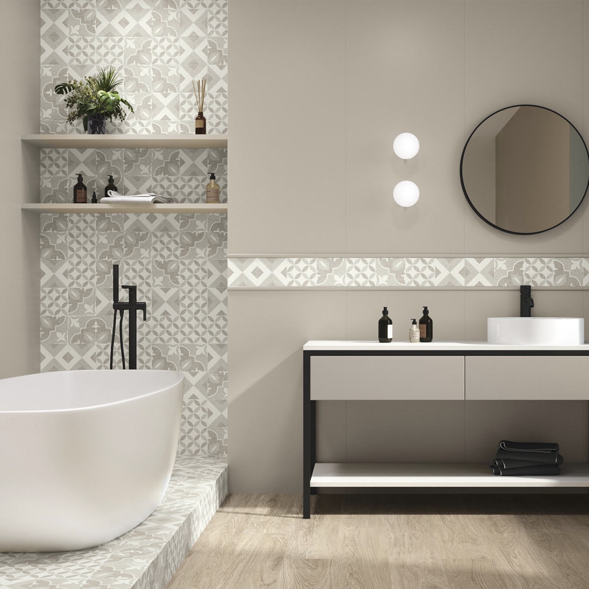 Carrelage sol effet carreaux de ciment Grant vert 15x15 cm - Réflex ...