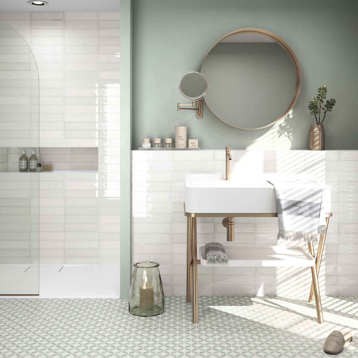 Carrelage sol effet carreaux de ciment Grant Nora vert 15x15 cm ...