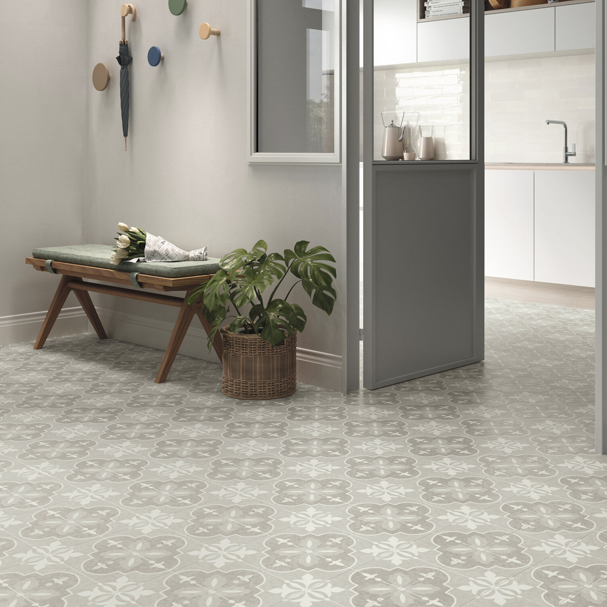 Carrelage sol effet carreaux de ciment Grant Nora vert 15x15 cm ...