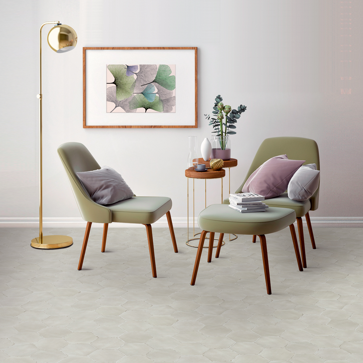 Carrelage sol hexagonal San Marin blanc 14x16 cm - Réflex Boutique