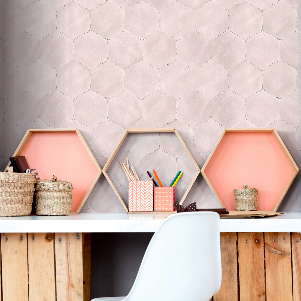 Carrelage sol hexagonal San Marin blanc 14x16 cm - Réflex Boutique