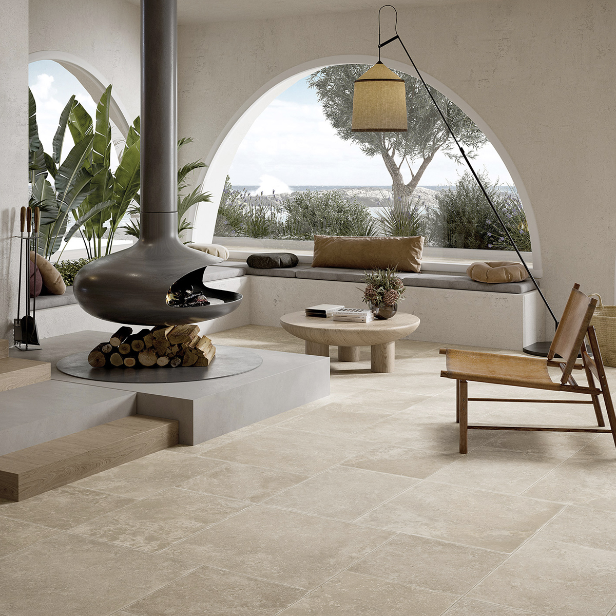 Carrelage sol effet pierre travertin Soleto naturel 60x120 cm - Réflex ...