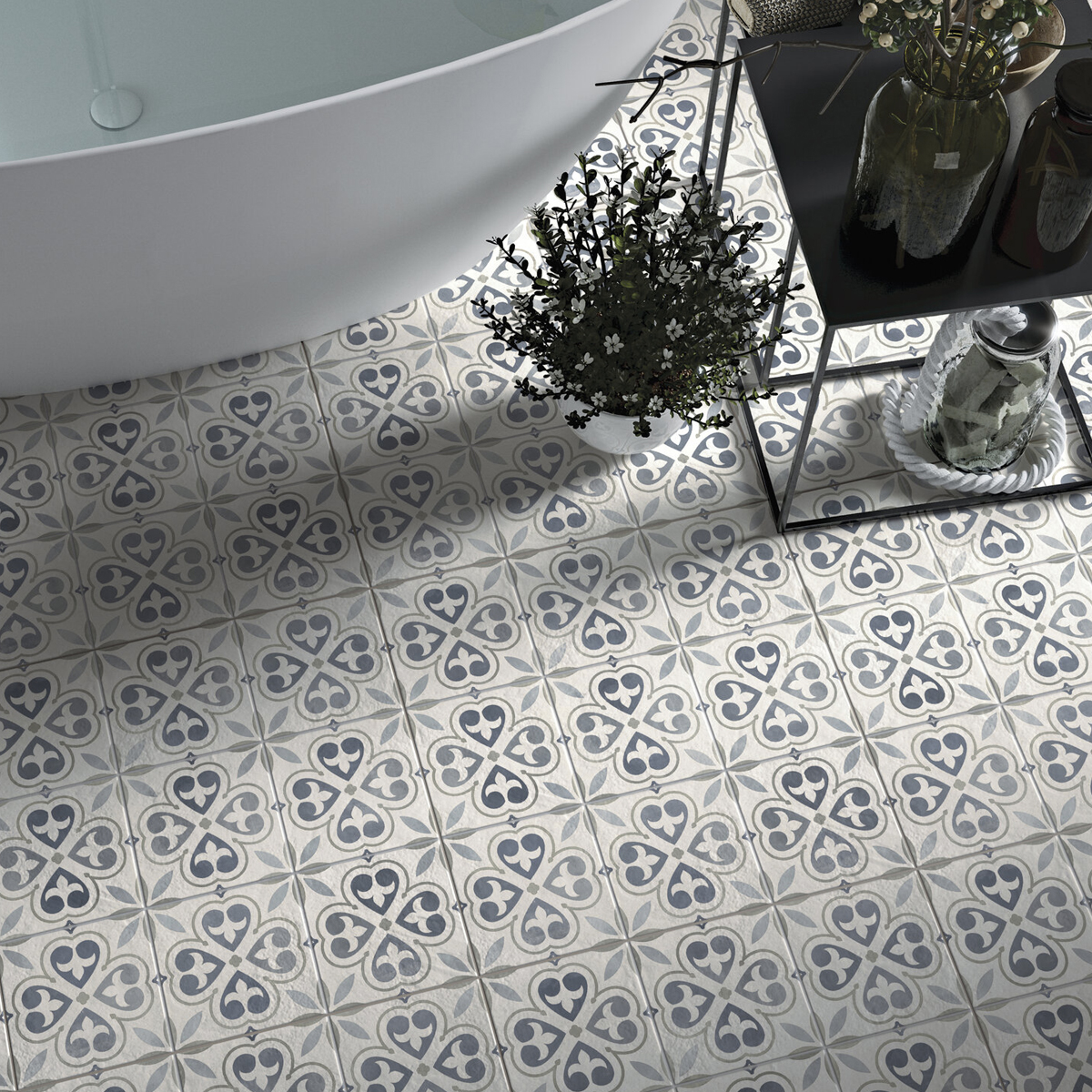 Carrelage sol effet carreaux de ciment Stella star 60x60 cm - Réflex ...