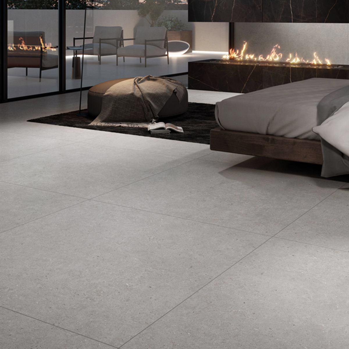 Carrelage sol effet pierre naturelle Turin perle 60x60 cm - Réflex Boutique