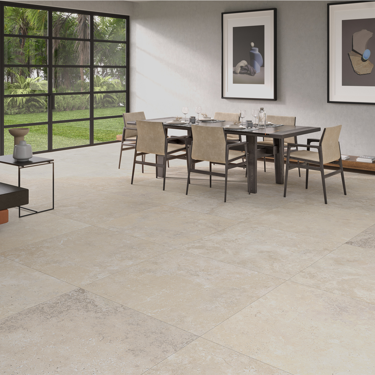 Carrelage sol effet travertin Tivoli beige 60x120 cm - Réflex Boutique