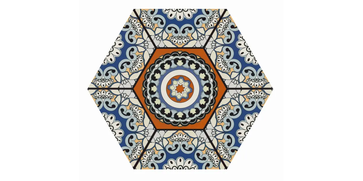 Carrelage sol hexagonal Beaumarchais bleu azur 28.5x33 cm - Réflex Boutique