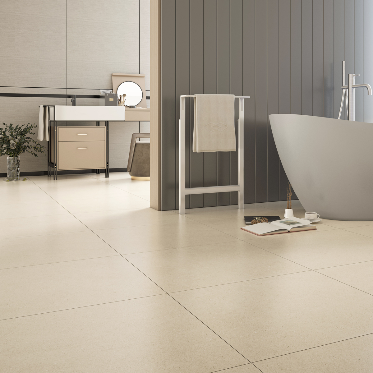 Carrelage sol effet pierre Dylan blanc 60x60 cm - Réflex Boutique