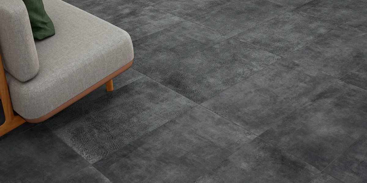 Carrelage sol effet béton Ginza noir fumé 30x60,4 cm- Réflex Boutique