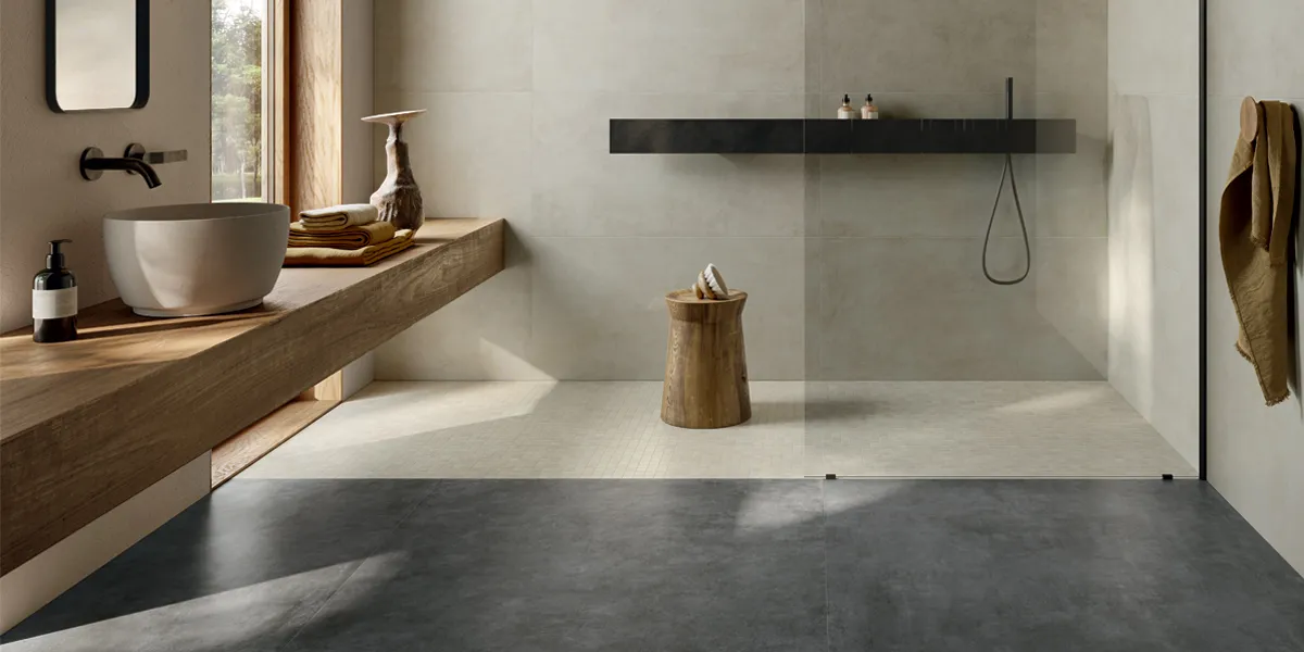 Carrelage sol effet béton Ginza noir fumé 60x119,8 cm - Réflex Boutique