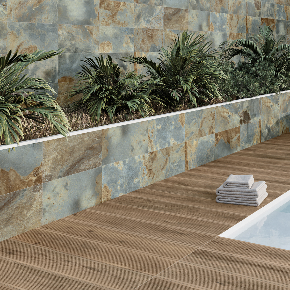 Carrelage sol effet pierre de Bali Chateau naturel 60x60 cm - Réflex ...