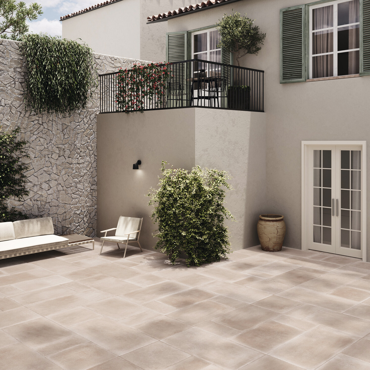 Carrelage sol extérieur effet pierre Calma blanc grisé R11 60,4x60,4 cm ...