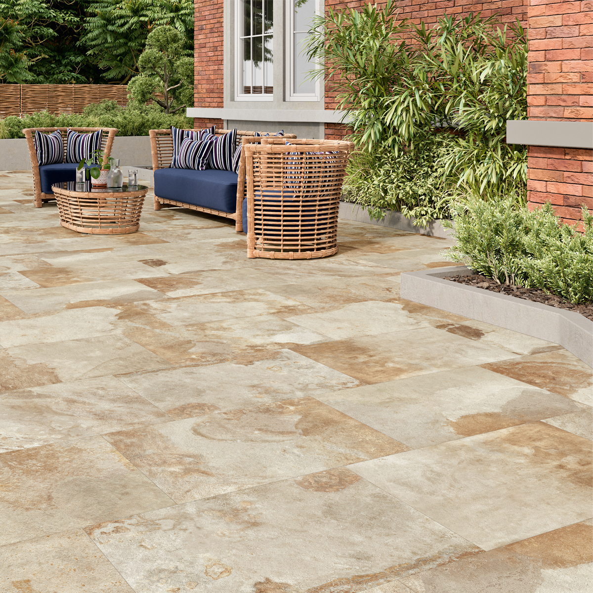 Carrelage sol extérieur effet pierre de bali Chateau gris R10 60x60 cm ...