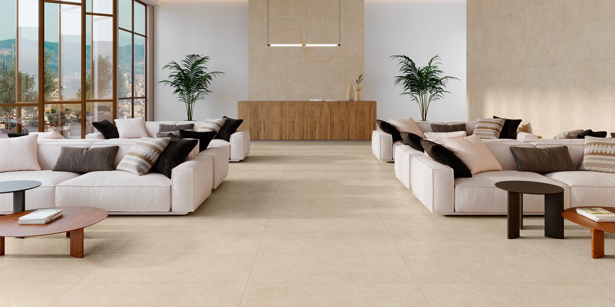 Carrelage sol effet pierre Milos beige 30x60 cm - Réflex Boutique