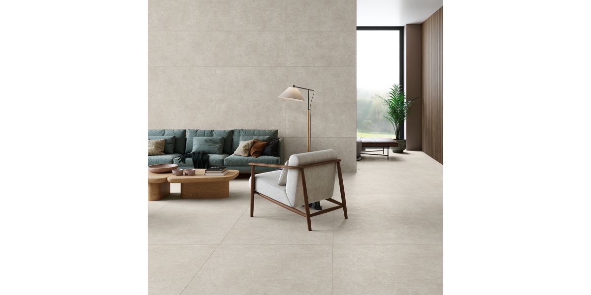 Carrelage sol effet pierre Milos grège 100x100 cm - Réflex Boutique