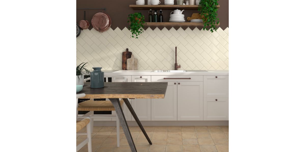 Carrelage mur Métro basic ivoire brillant 10x20 cm - Réflex Boutique