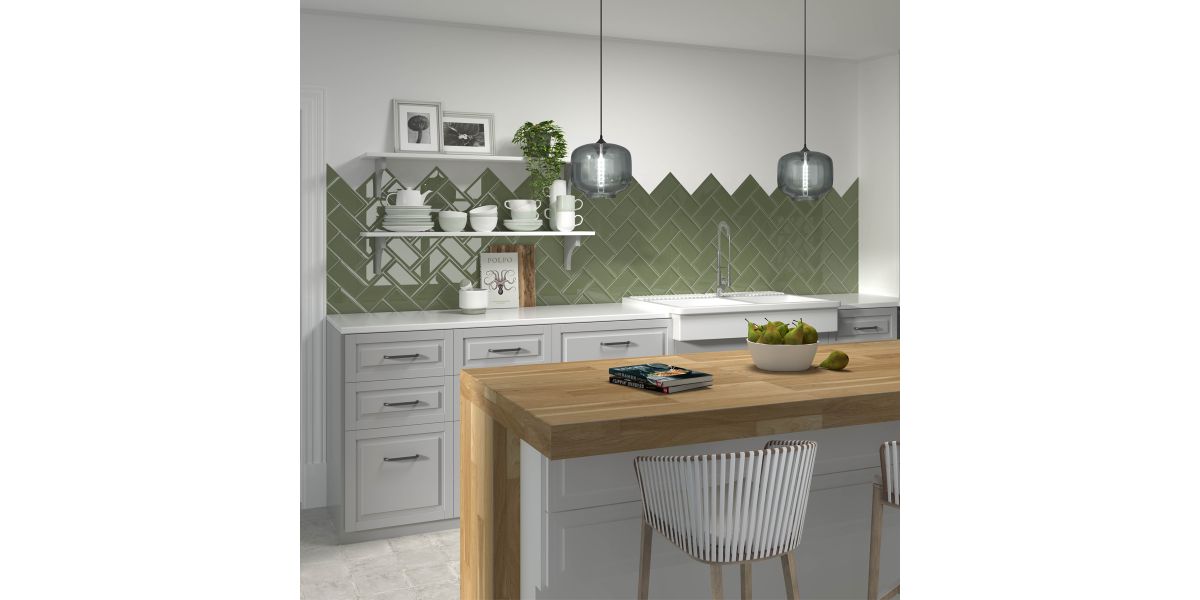 Carrelage mur Métro basic olive brillant 10x20 cm - Réflex Boutique