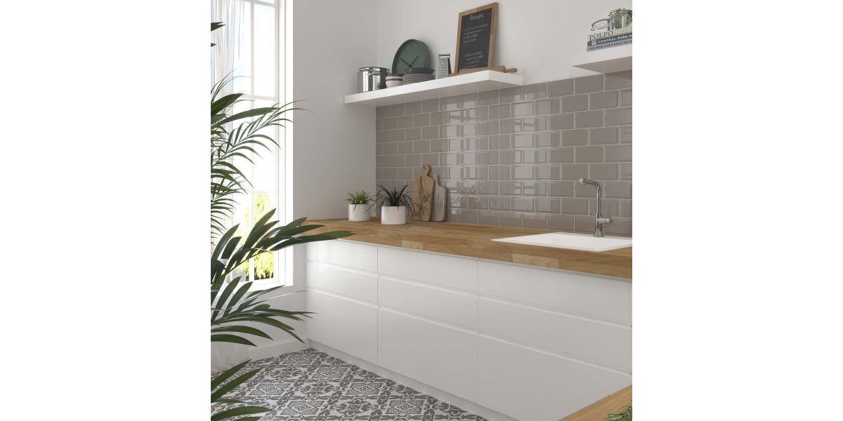Carrelage mur Métro basic perle brillant 10x20 cm - Réflex Boutique