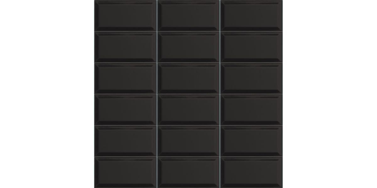 Carrelage mur Métro basic noir brillant 10x20 cm - Réflex Boutique