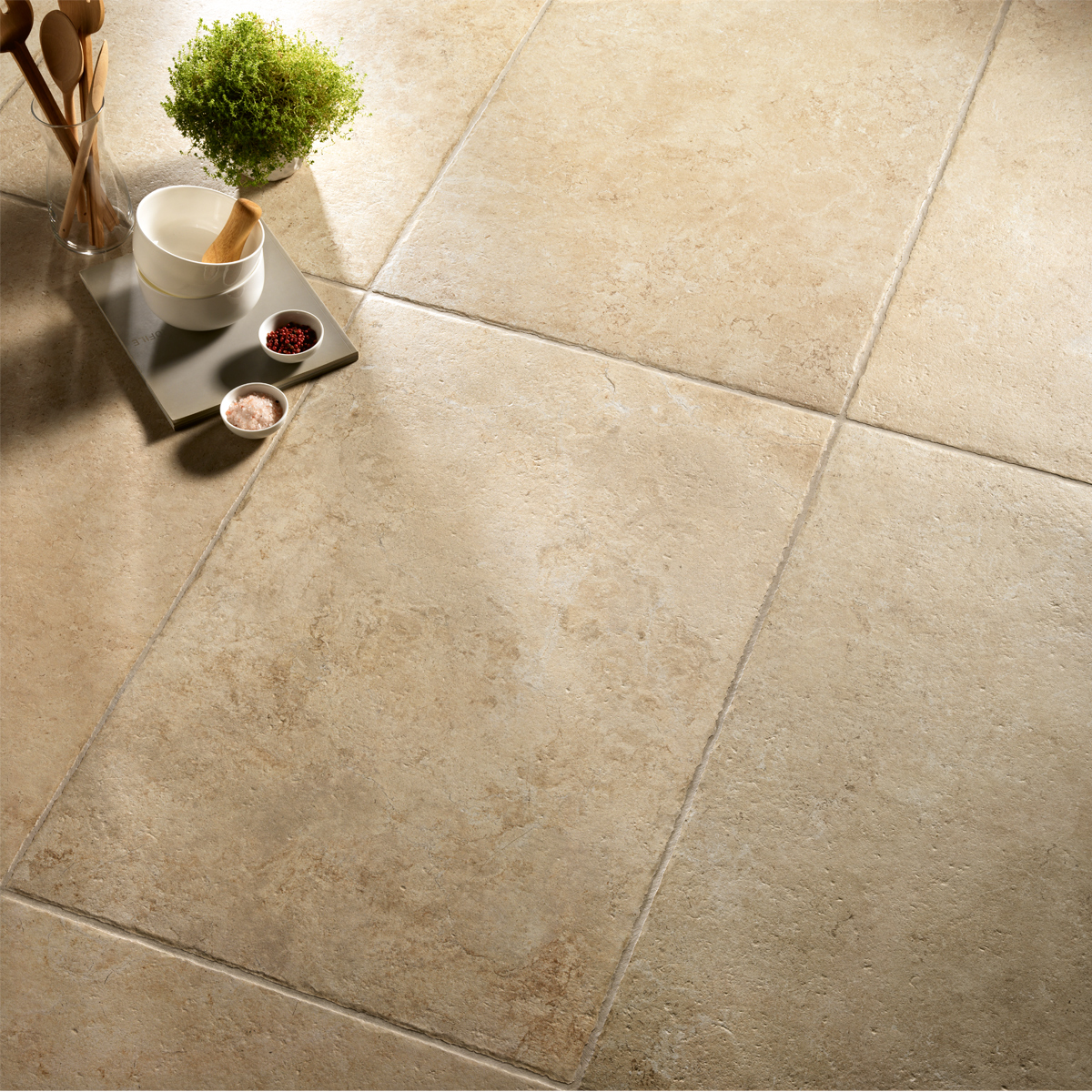 Carrelage sol effet pierre travertin Pianosa terre 90x90 cm - Réflex ...