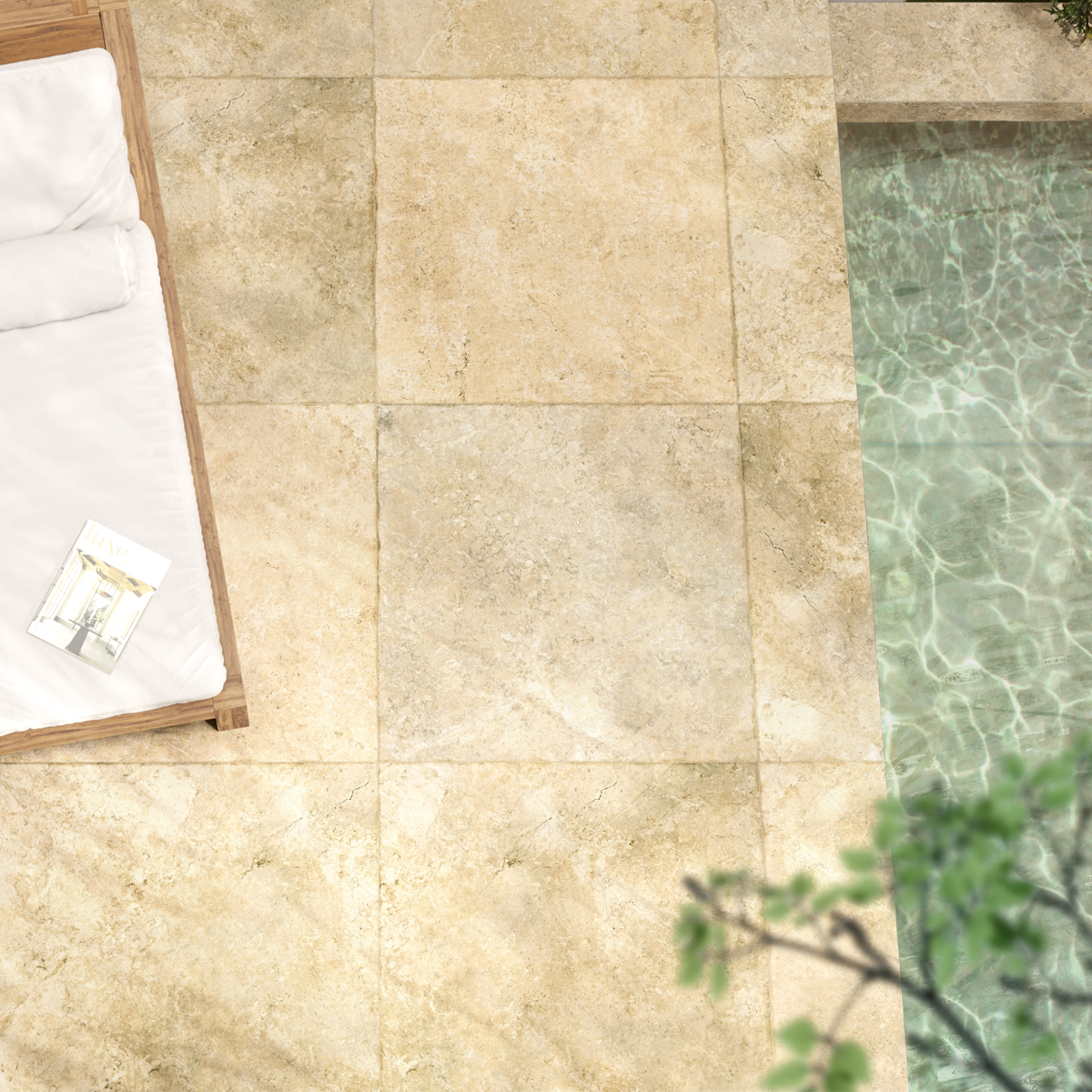 Carrelage sol extérieur effet pierre travertin Pianosa blanc grisé R10 ...