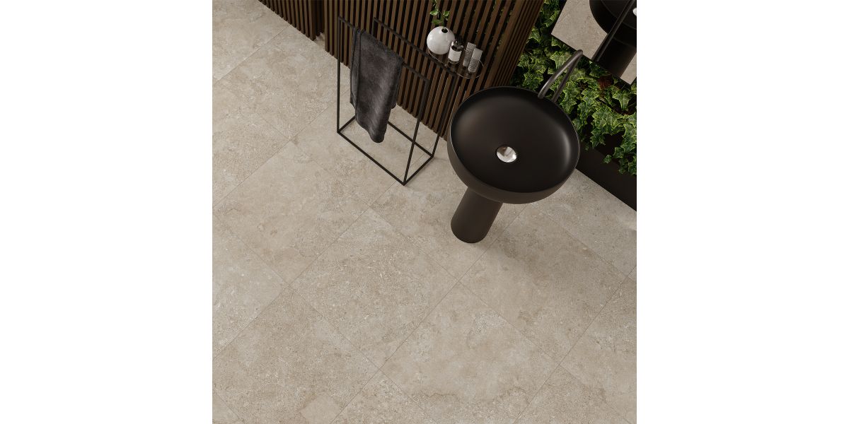 Carrelage sol effet pierre Zadar sable 60x120 cm - Réflex Boutique
