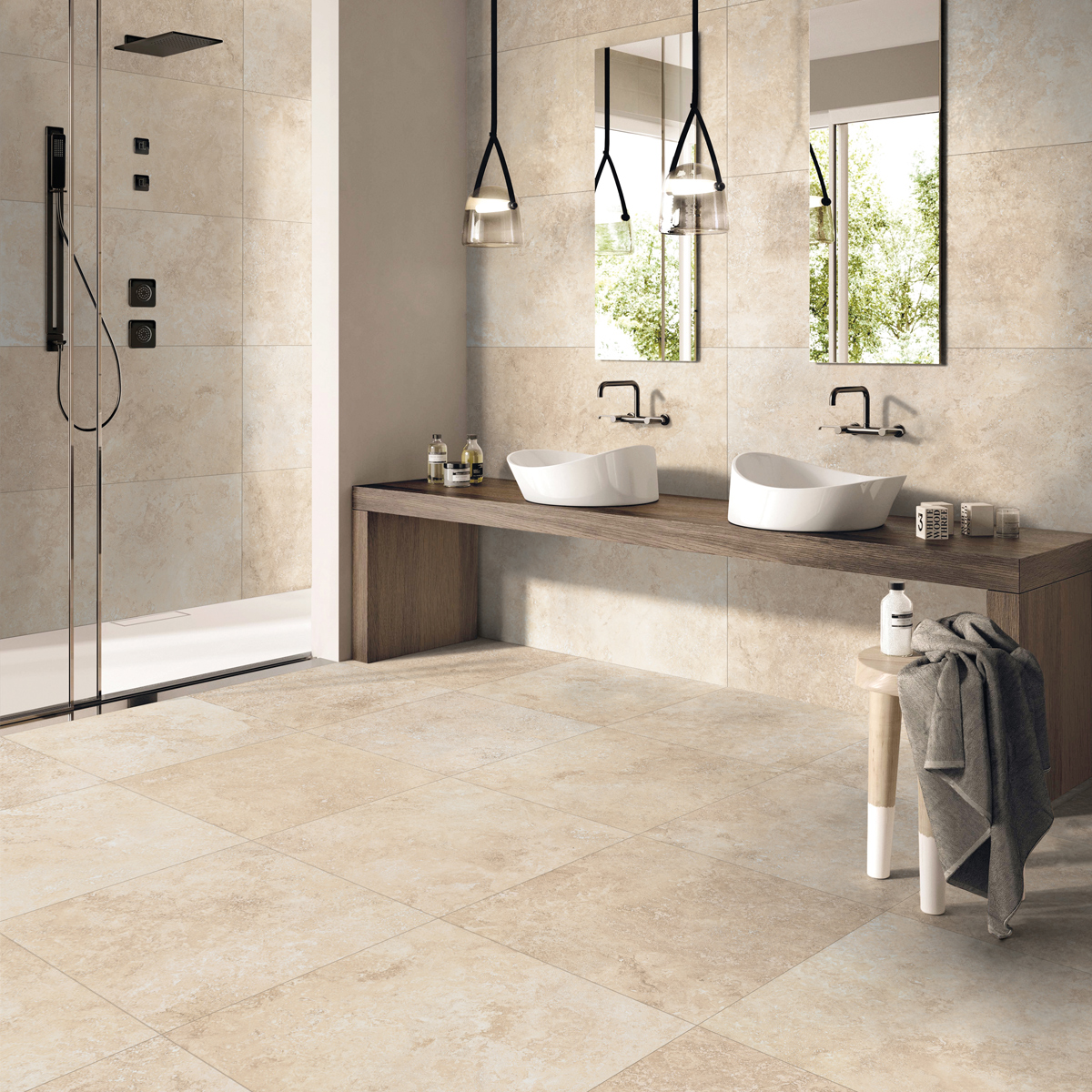 Carrelage sol effet pierre Travertin TravertiNova classic multi-format ...